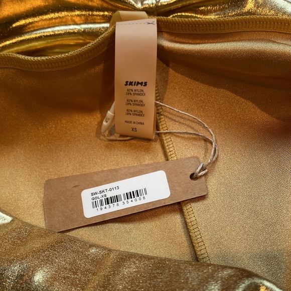 SKIMS | Swim | Skims Gold Metallic Crop Top And Sarong Mini Skirt New ...